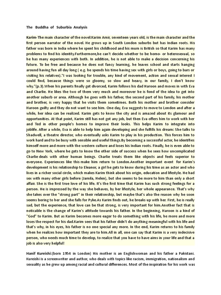 Şeydaa Buddha of Suburbia Analysis | PDF | Social Science | Art