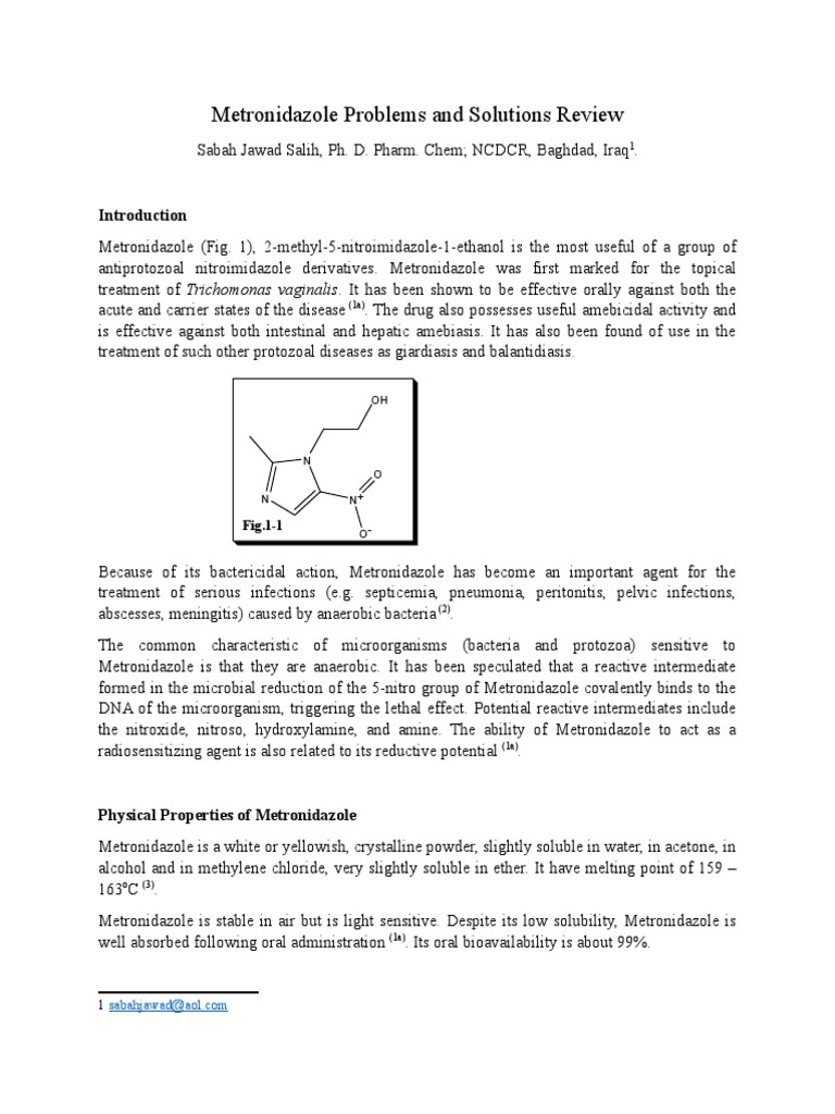 Metronidazole Problems and Solutions Review | PDF | Solubility | Salt (Chemistry)