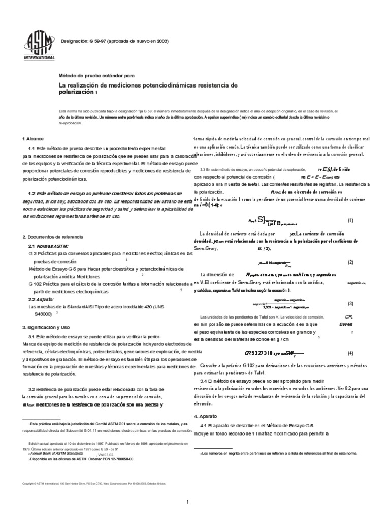ASTM G 59.en - Es | PDF | Corrosión | Electroquímica