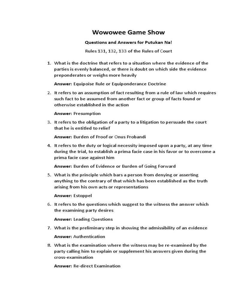 Wowowee Game Show | PDF | Evidence | Burden Of Proof (Law)