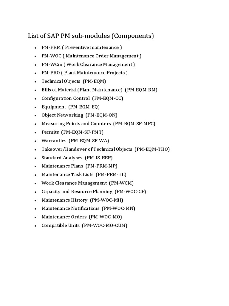 SAP PM Submodule | PDF