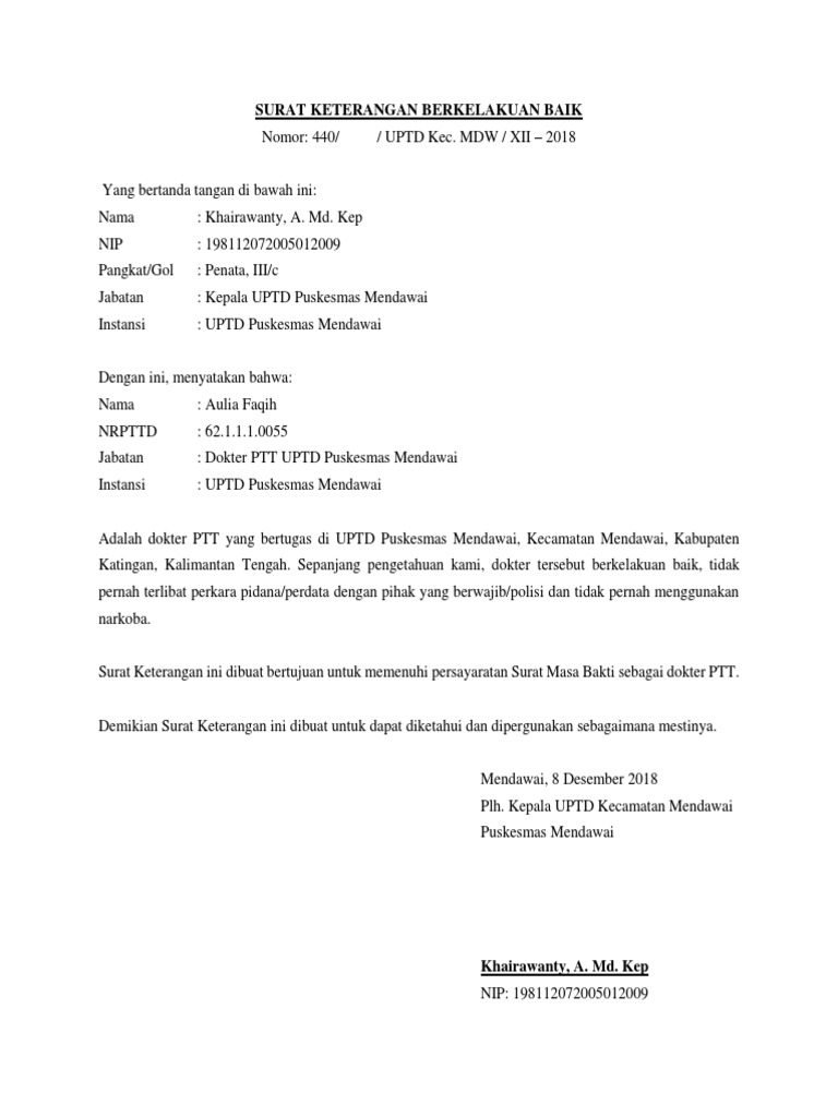Surat Keterangan & Permohonan Dokter PTT | PDF