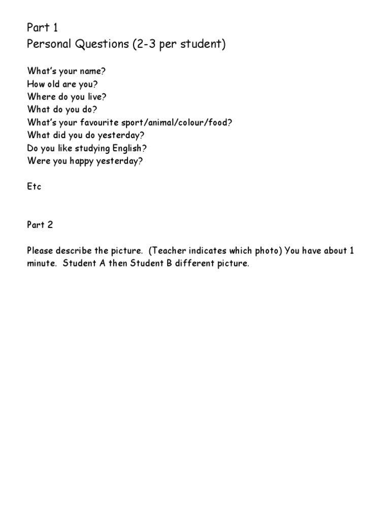 Level 2 Speaking Exam February 2019 | PDF | Self-Improvement