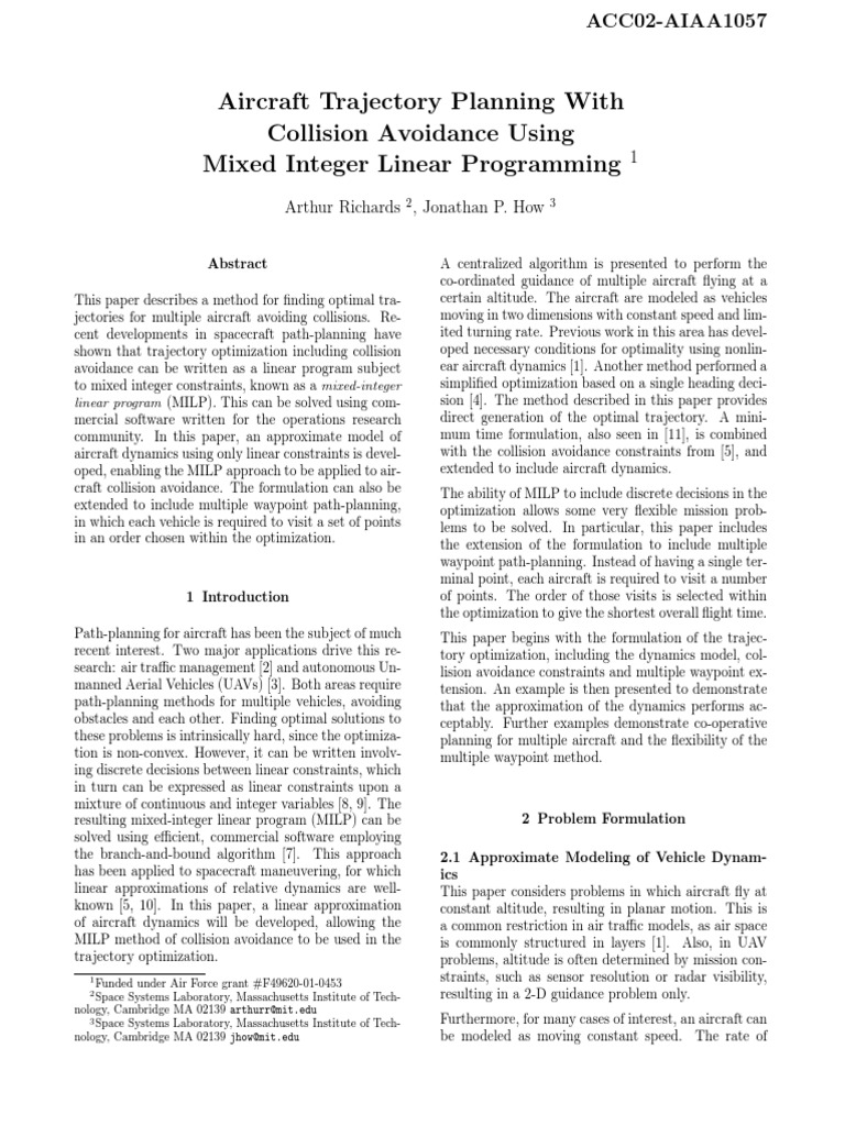 AircraftTrajectoryPlanning PDF | PDF | Linear Programming | Orbital ...