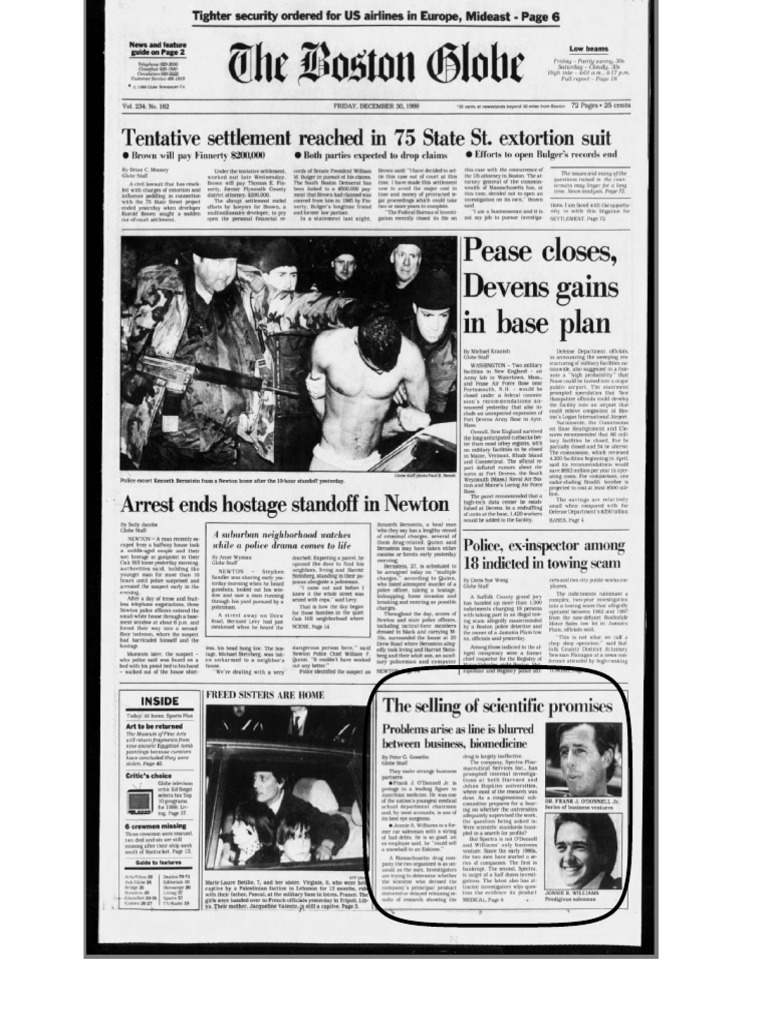 Boston Globe Article - Jonnie Williams & Frank O'Donnell | PDF