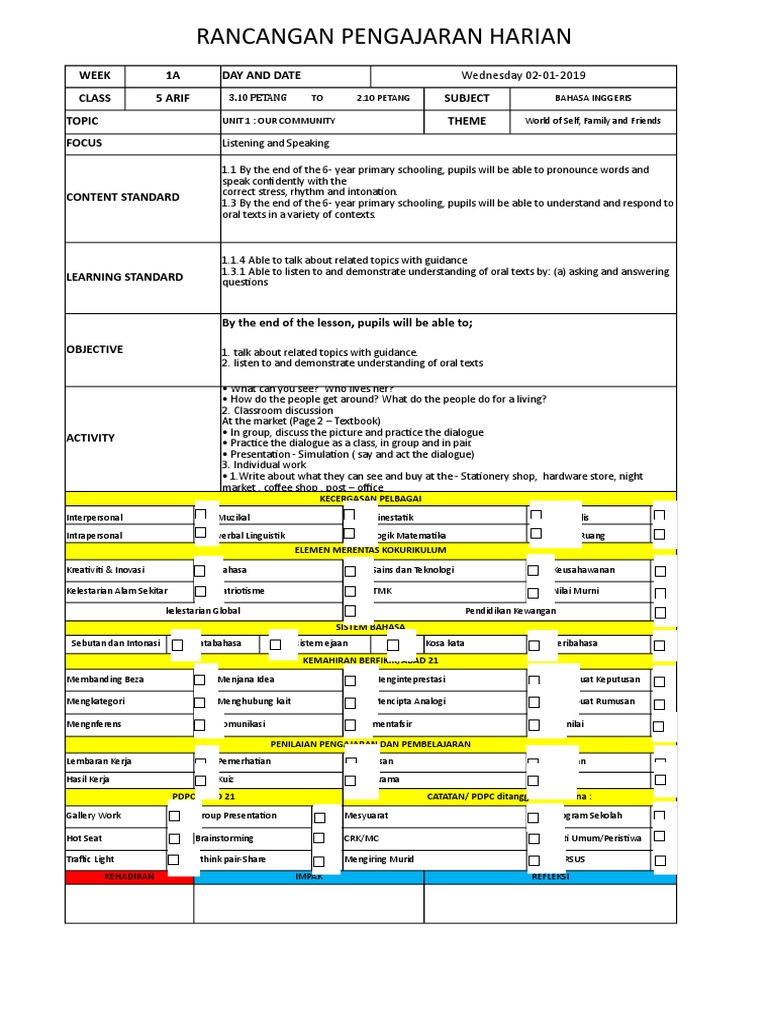 RPH Bi T4 2019 | PDF | Stress (Linguistics) | Word