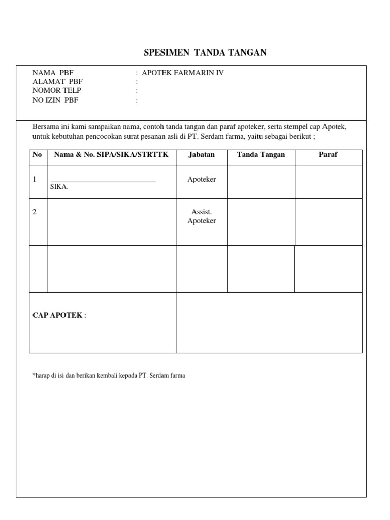 Spesimen Tanda Tangan | PDF