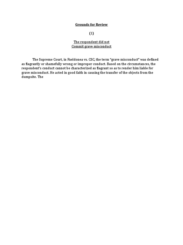 Review of Grave Misconduct Definition | PDF
