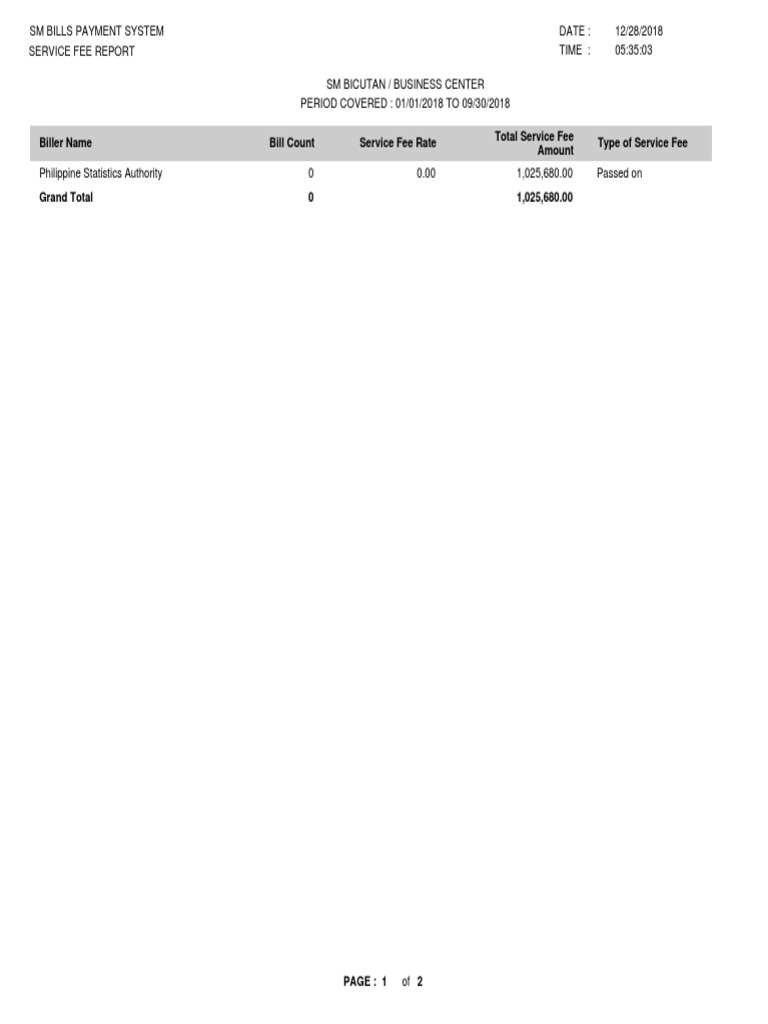 Biller Name Total Service Fee Amount Service Fee Rate Bill Count Type ...