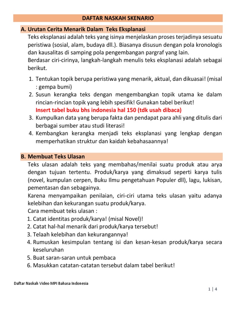 Daftar Naskah Skenario | PDF | Fiksi Umum