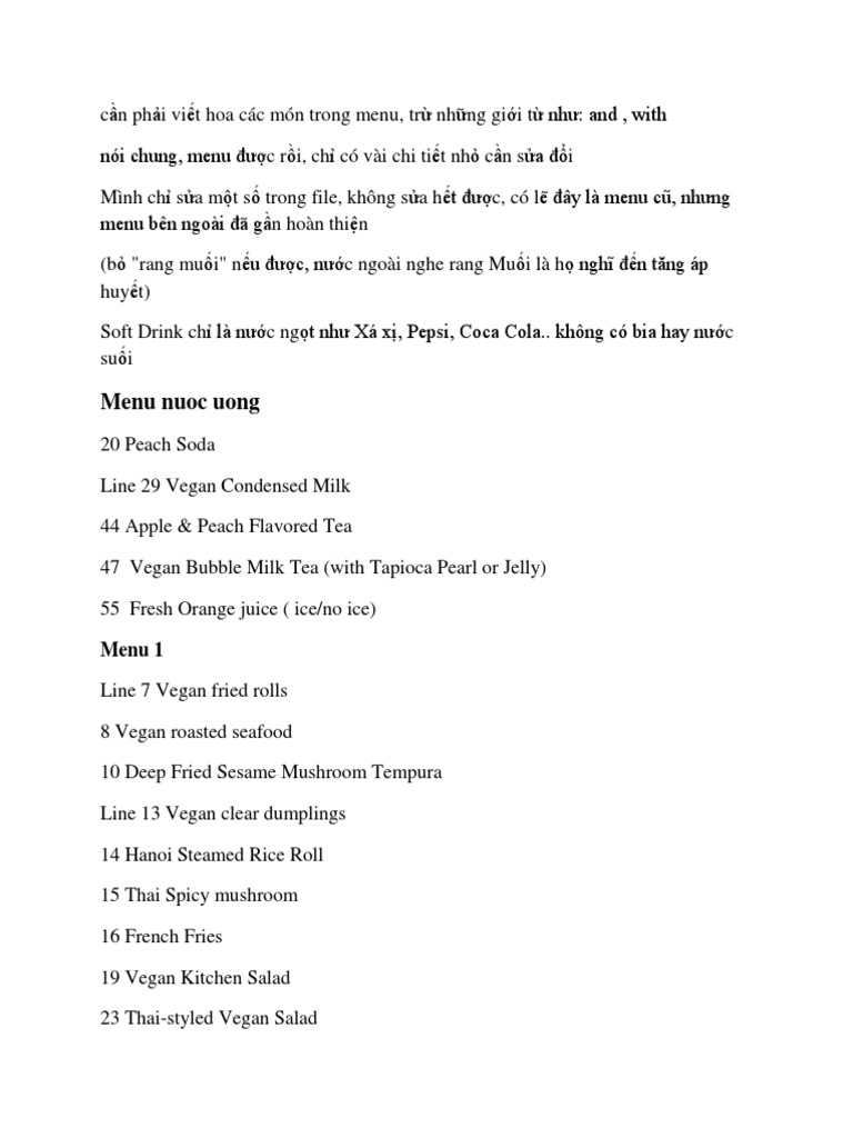 Menu Correction | PDF