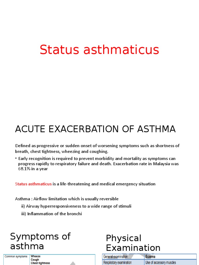 Status Asthmaticus Pdf Asthma Pulmonology