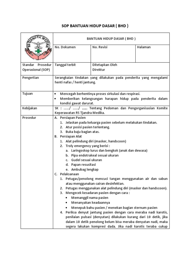 SOP Bantuan Hidup Dasar (BHD) | PDF