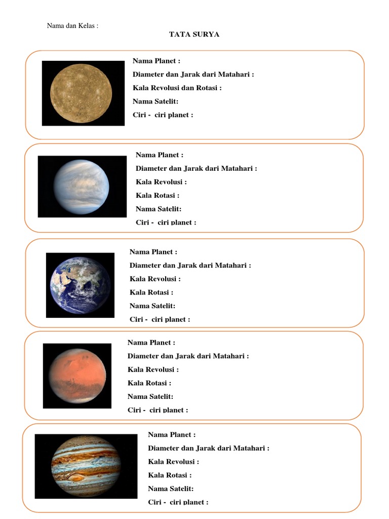 Lembar Kerja Planet | PDF