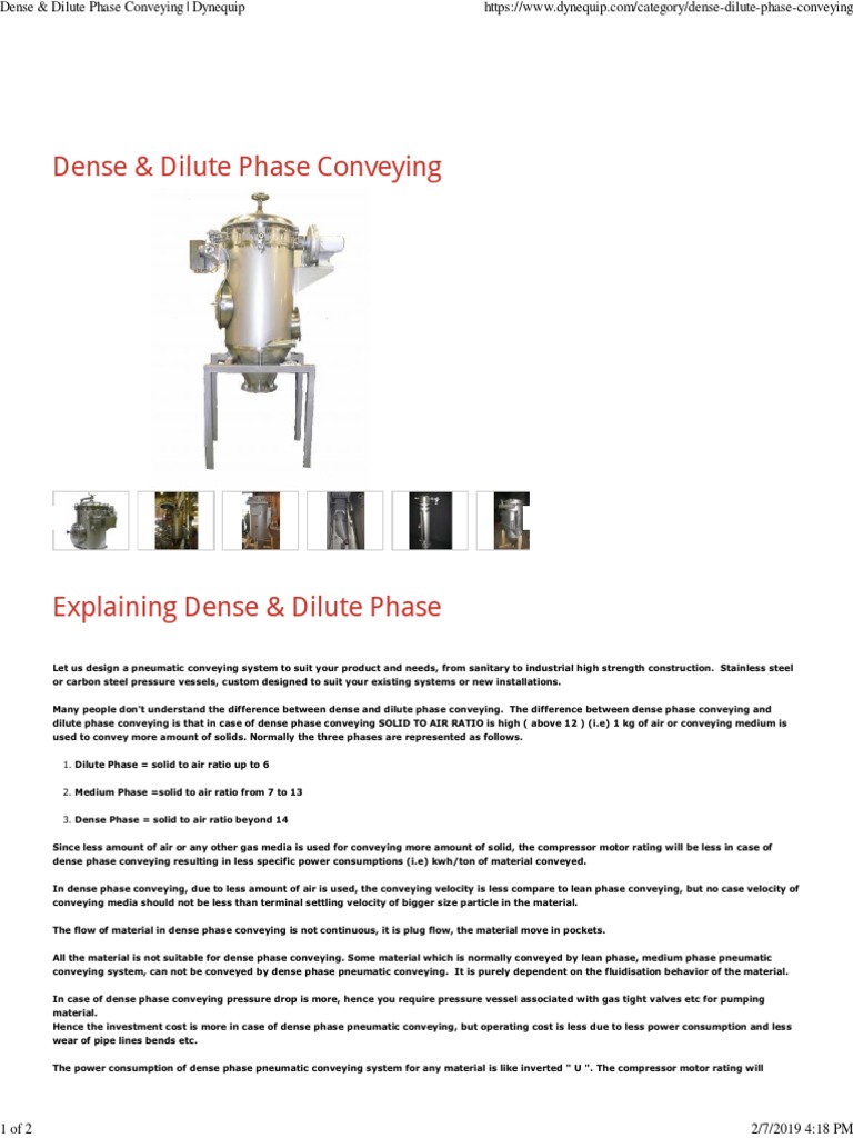 Dense & Dilute Phase | PDF | Phase (Matter) | Pneumatics