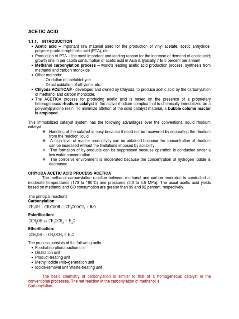 Acetic | PDF | Acetic Acid | Catalysis