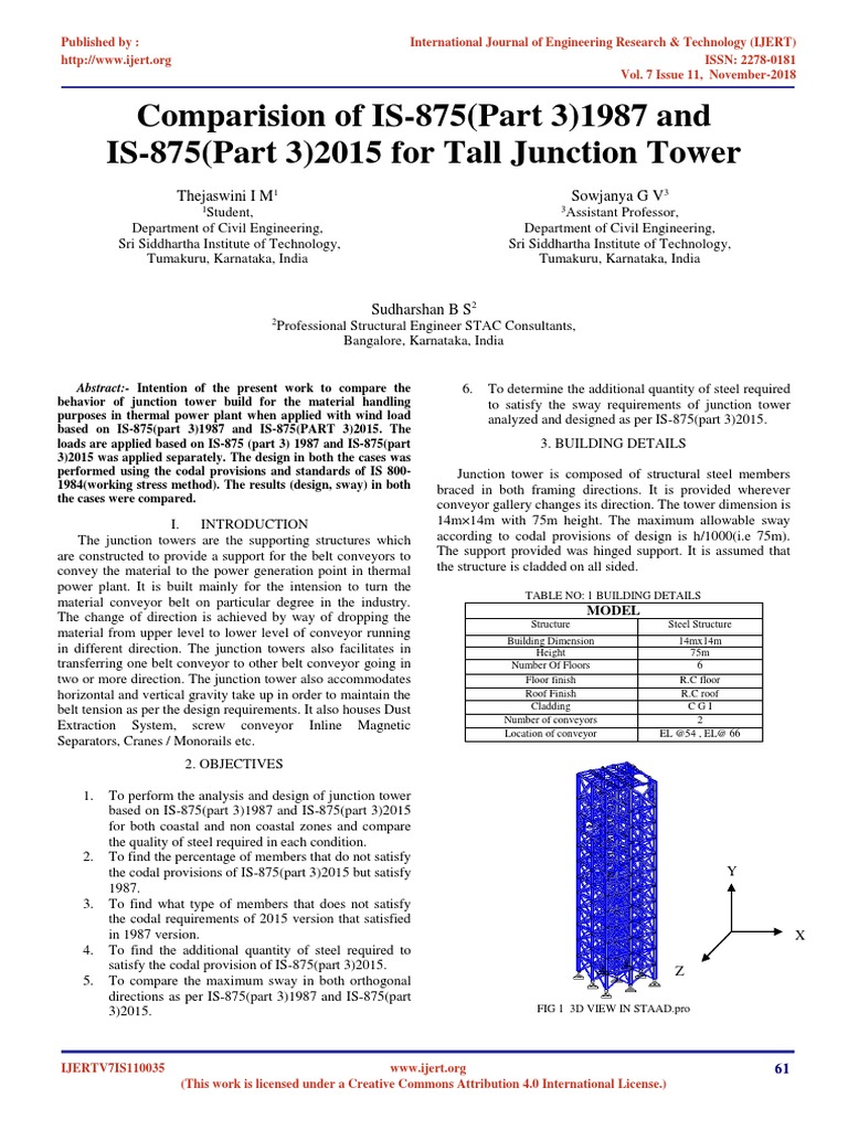 IS-875 Comparison for Tall Junction Towers | PDF | Structural Load ...