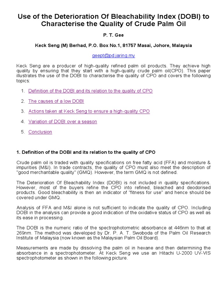 Deterioration of Bleachability PDF | PDF | Palm Oil | Petroleum