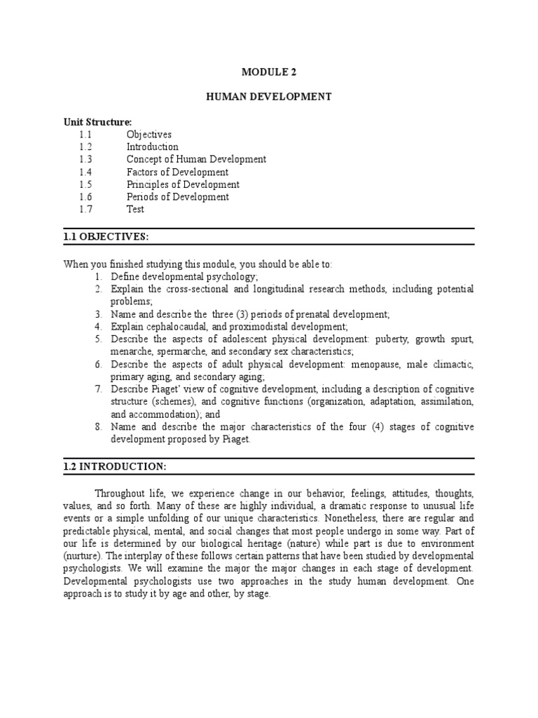 Human Development Unit Structure | PDF | Developmental Psychology ...
