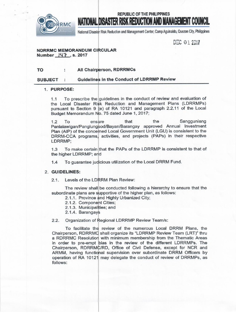 Guidelines for LDRRMP Review