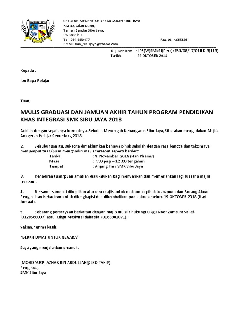 Surat Sumbangan Majlis Graduasi | PDF | Perjalanan | Griya & Taman