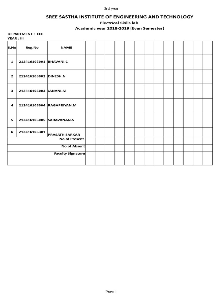 Name List Format For Placement | PDF
