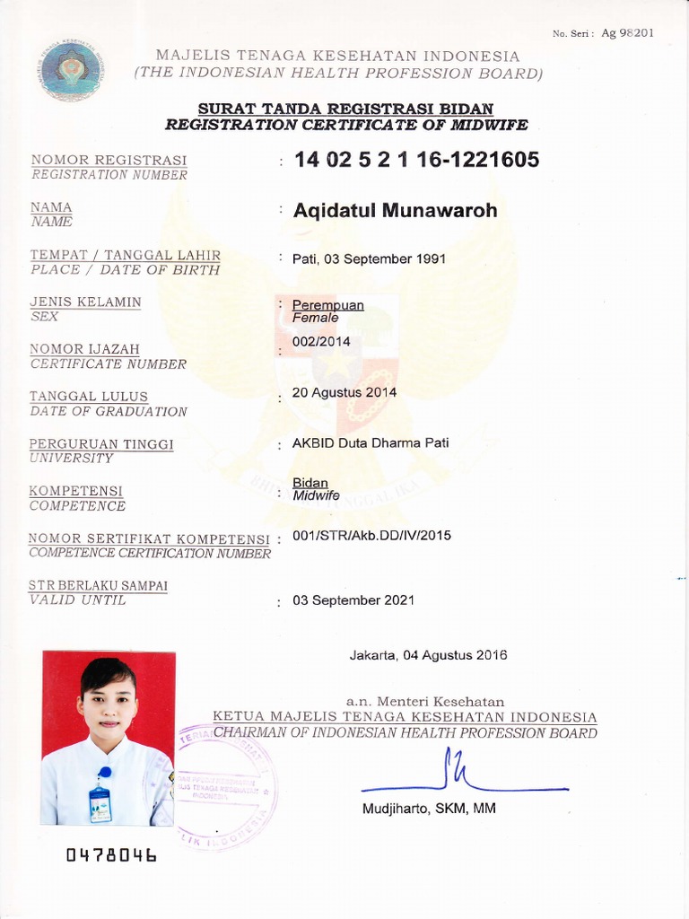 Contoh STR Bidan | PDF