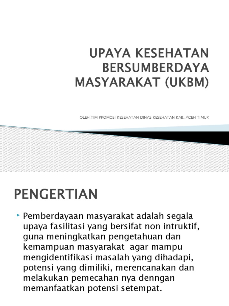 UKBM Aceh Timur: Pemberdayaan Kesehatan Masyarakat | PDF