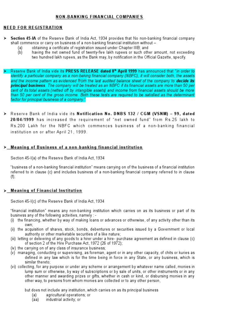 NBFC Norms | PDF | Deposit Account | Non Bank Financial Institution