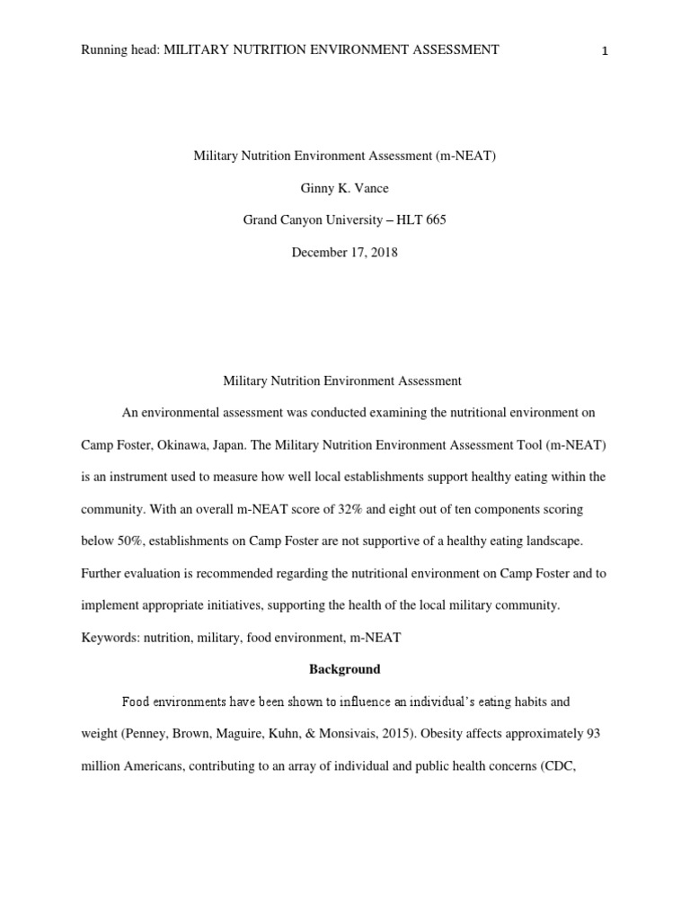 Camp Foster Nutrition Environment Assessment | PDF | Healthy Diet ...
