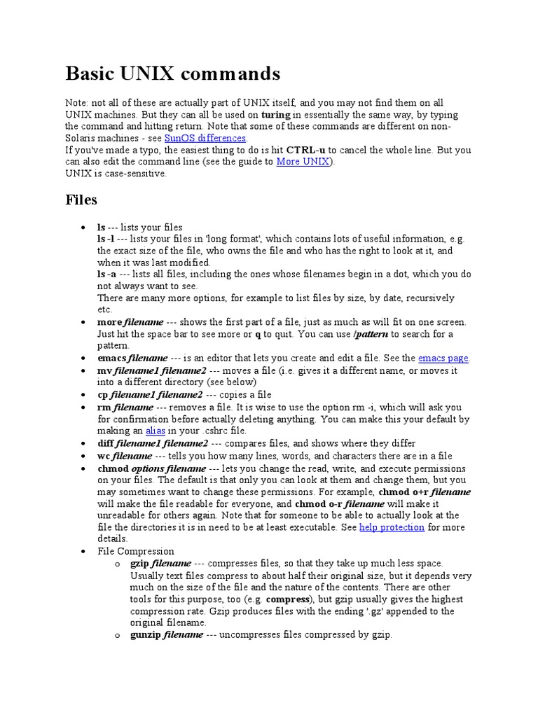 Basic UNIX Commands | PDF | Software | Computer File