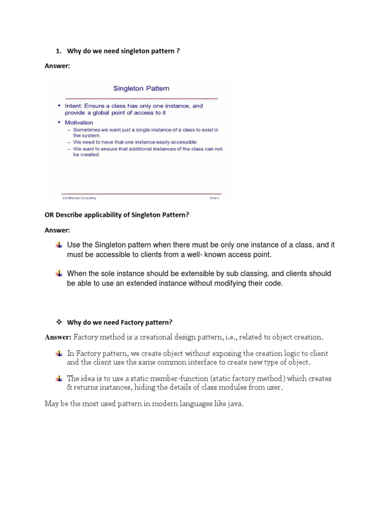 Why Do We Need Singleton Pattern ? Answer | Download Free PDF | Class (Computer Programming ...