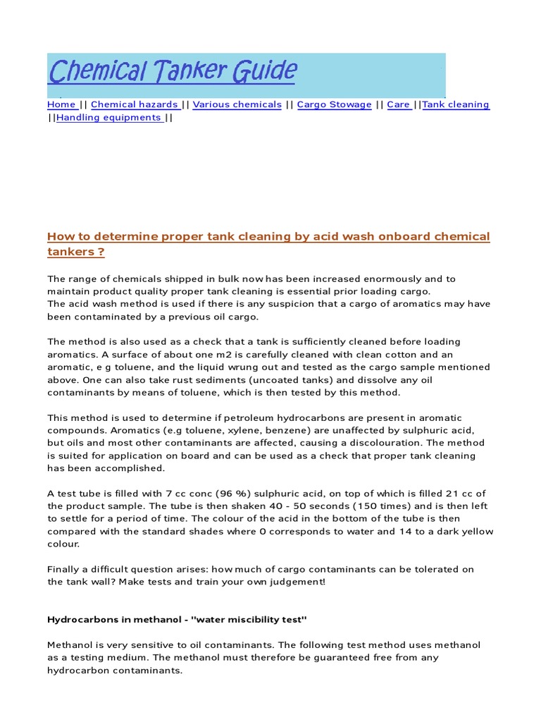 How To Determine Proper Tank Cleaning by Acid Wash Onboard Chemical ...