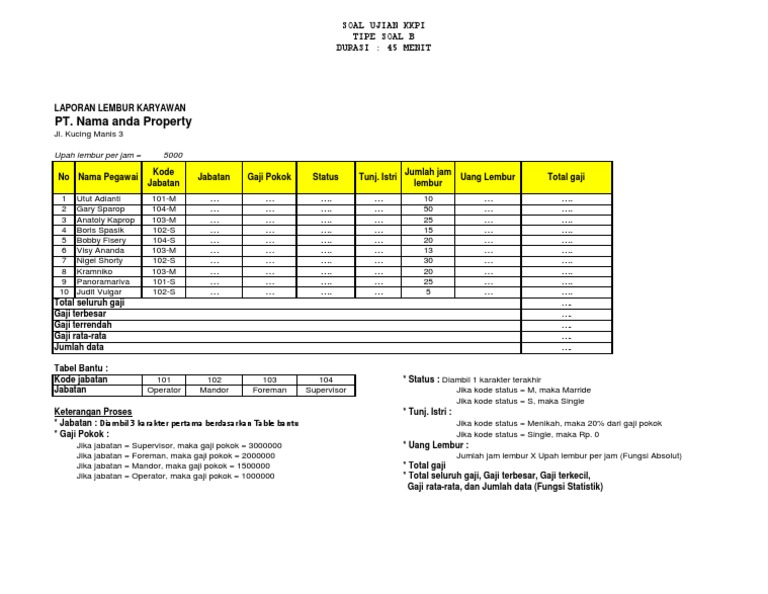 Soal Spreedsheet (SS) - Excel | PDF