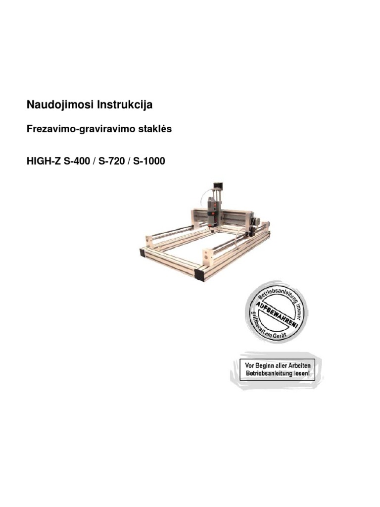 CNC Step High Z S 400 720 1000 Manual LT | PDF