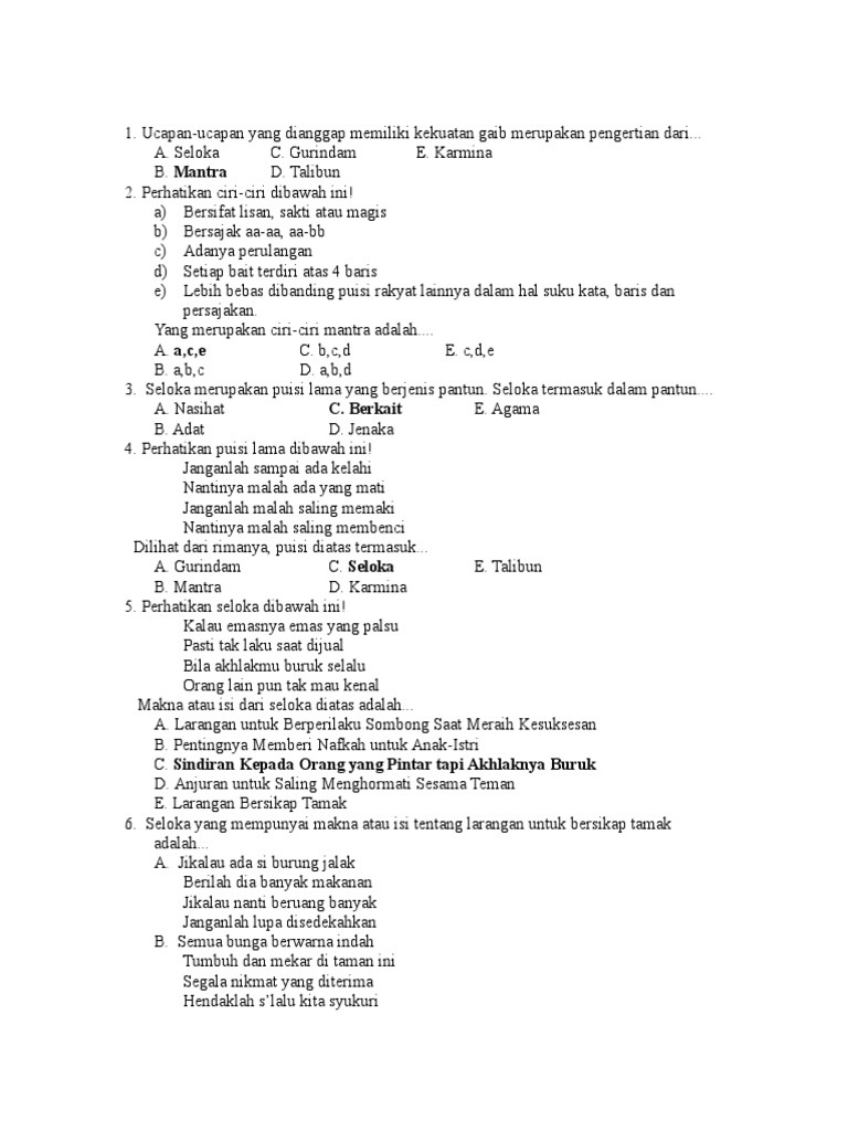 Contoh Mantra dalam Puisi Rakyat | PDF | Puisi