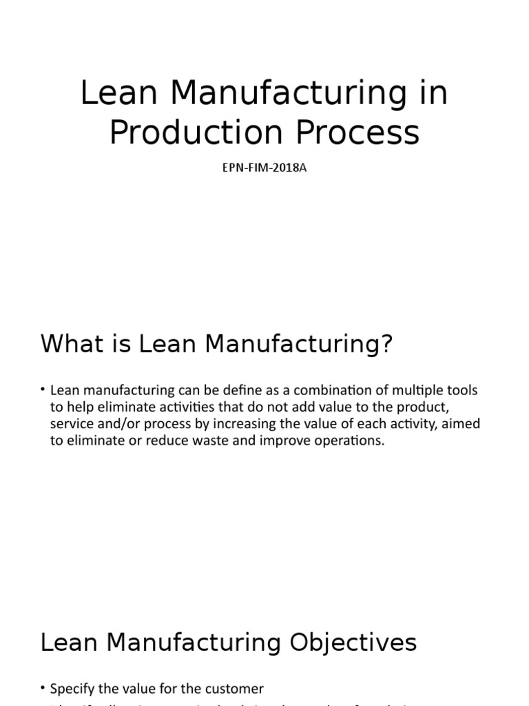 Lean Manufacturing in Production Process | PDF