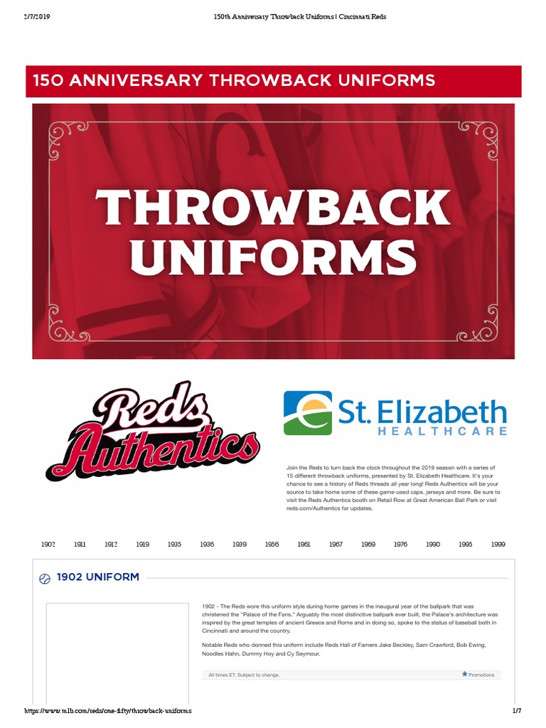 150th Throwback Uniforms Reds | PDF | Cincinnati Reds | World Series