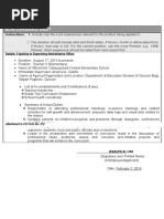 Experience Work Sheet sample | Classroom | Teachers