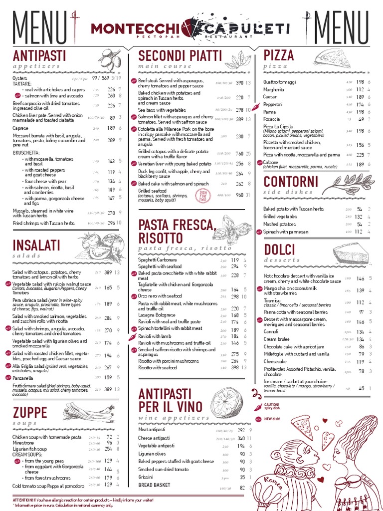 Antipasti Pizza Secondi Piatti: Appetizers Pizza Main Course | PDF ...