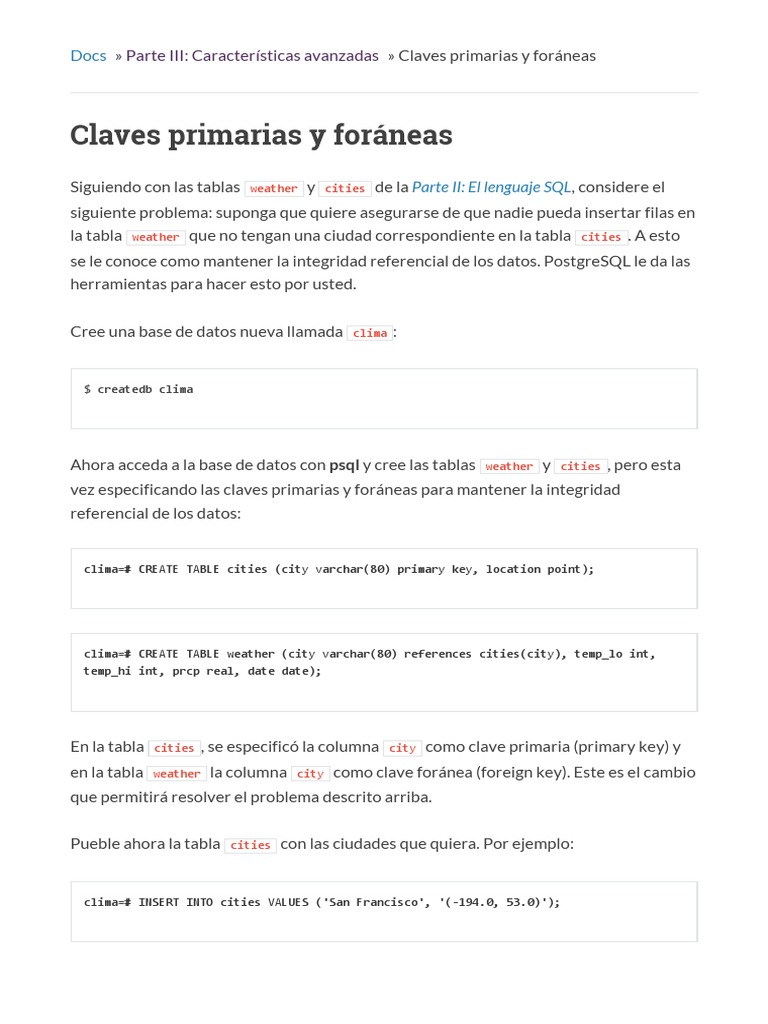Claves Primarias y Foraneas SQL PDF | PDF | Tabla (base de datos) | SQL
