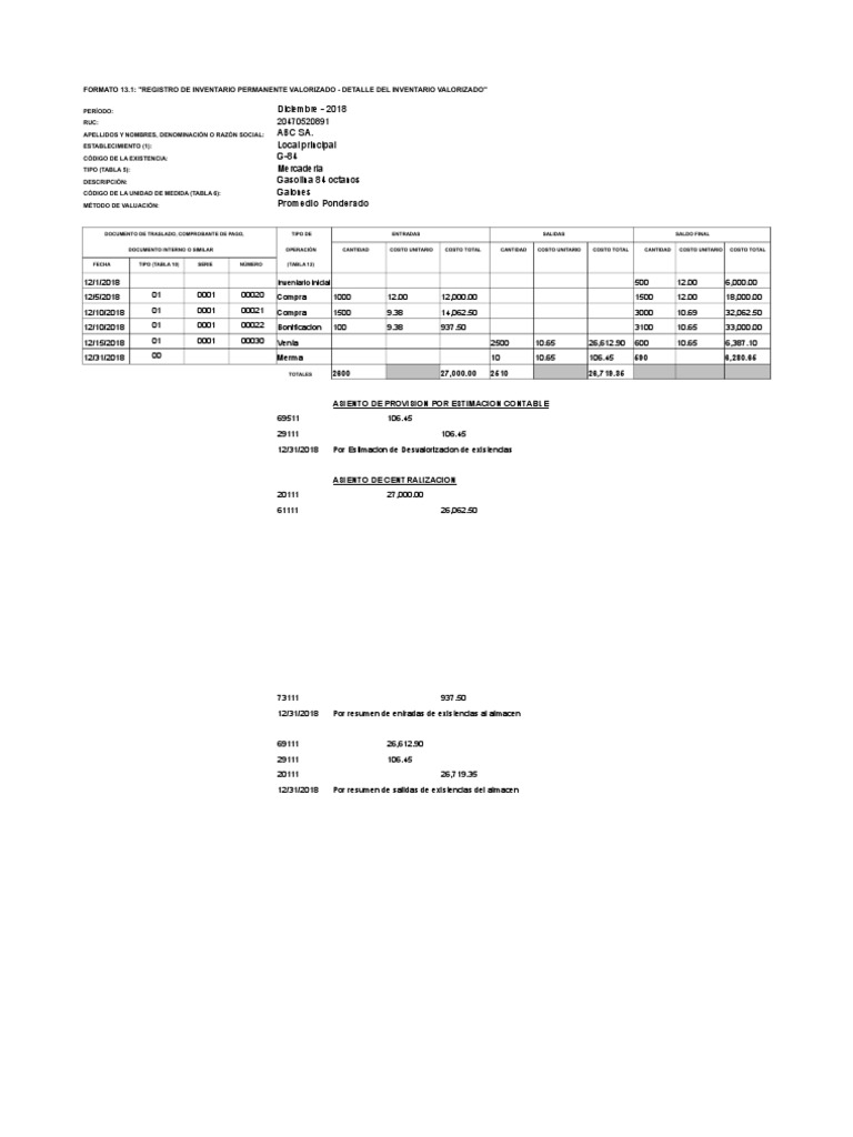 Kardex Caso Practico | PDF