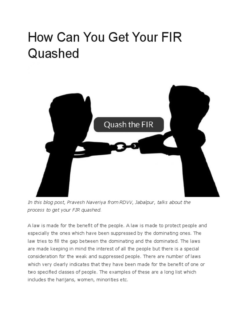FIR Quashed | PDF | Criminal Procedure In South Africa | Crime & Violence