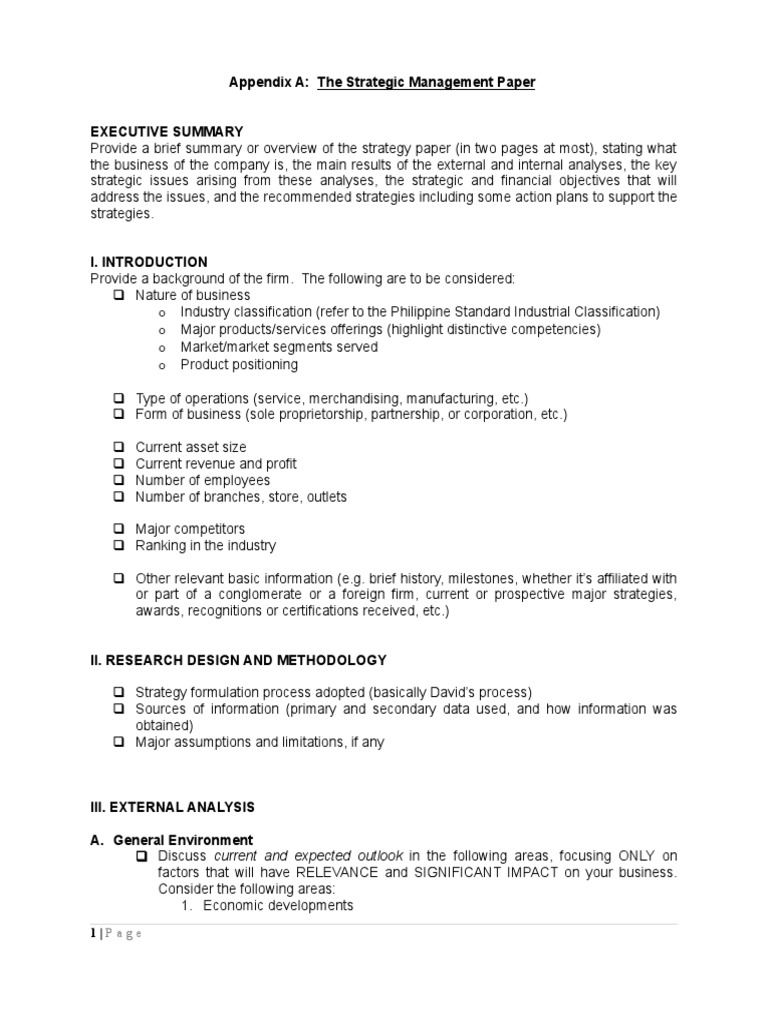 Strategic Management Paper Overview | PDF | Strategic Management ...