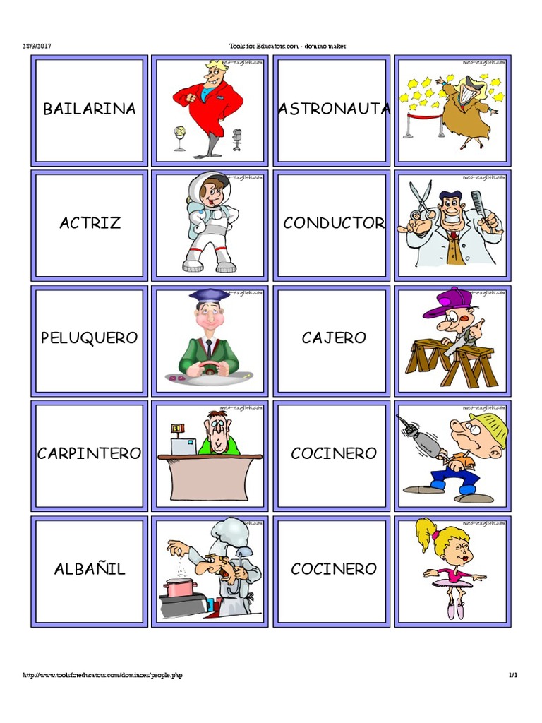 Domino Profesiones 1 | PDF