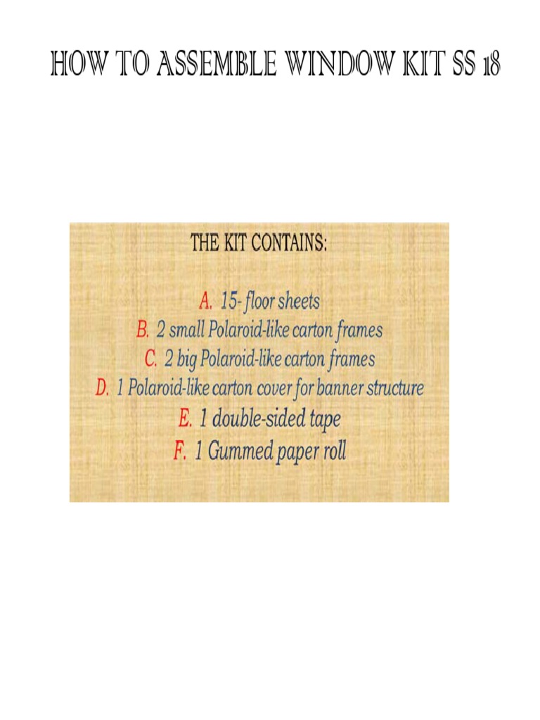 Step-by-Step Instructions for Assembling Window Display Kit SS 18 | PDF