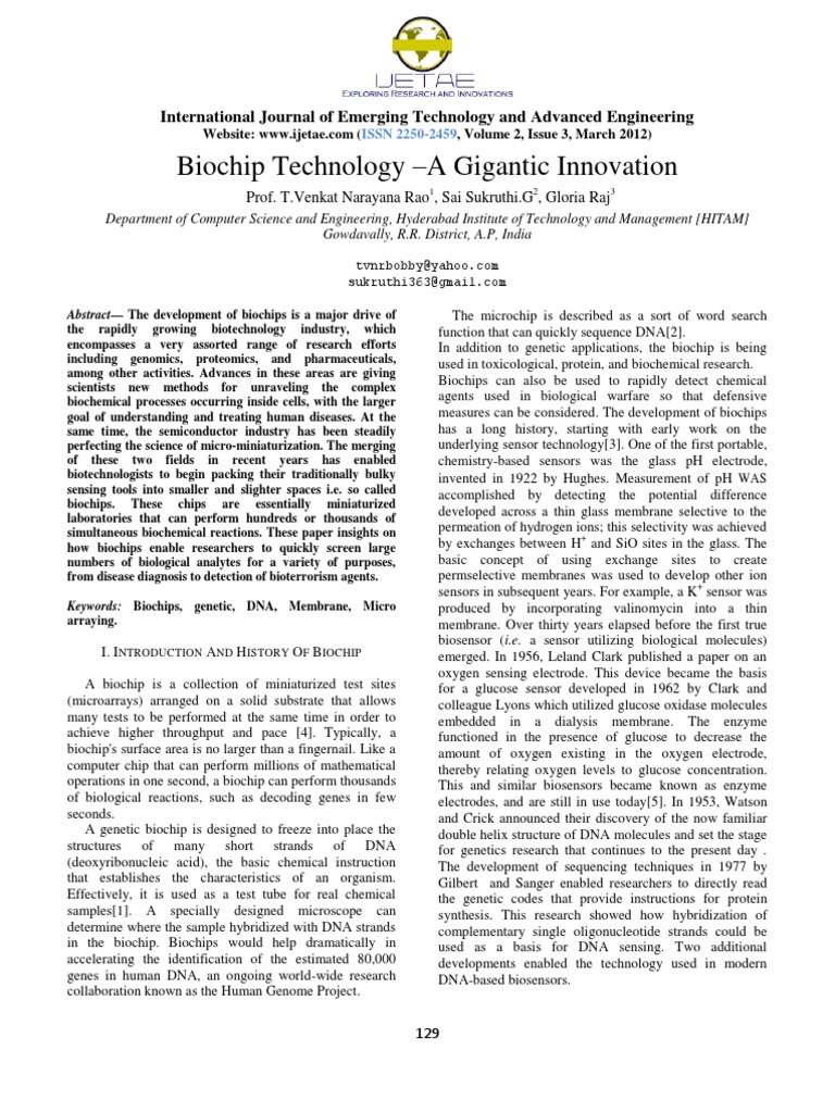 Biochip Technology | PDF | Biochemistry | Chemistry