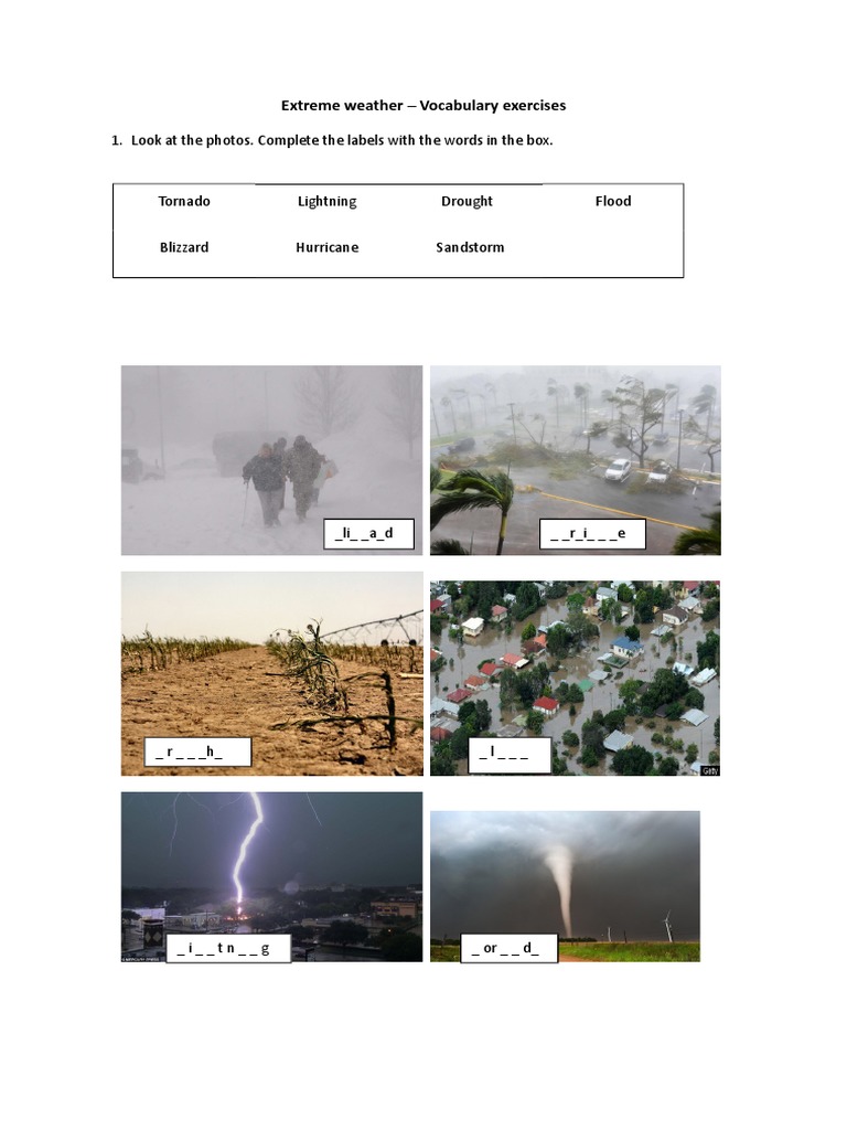Worksheet Extreme Weather