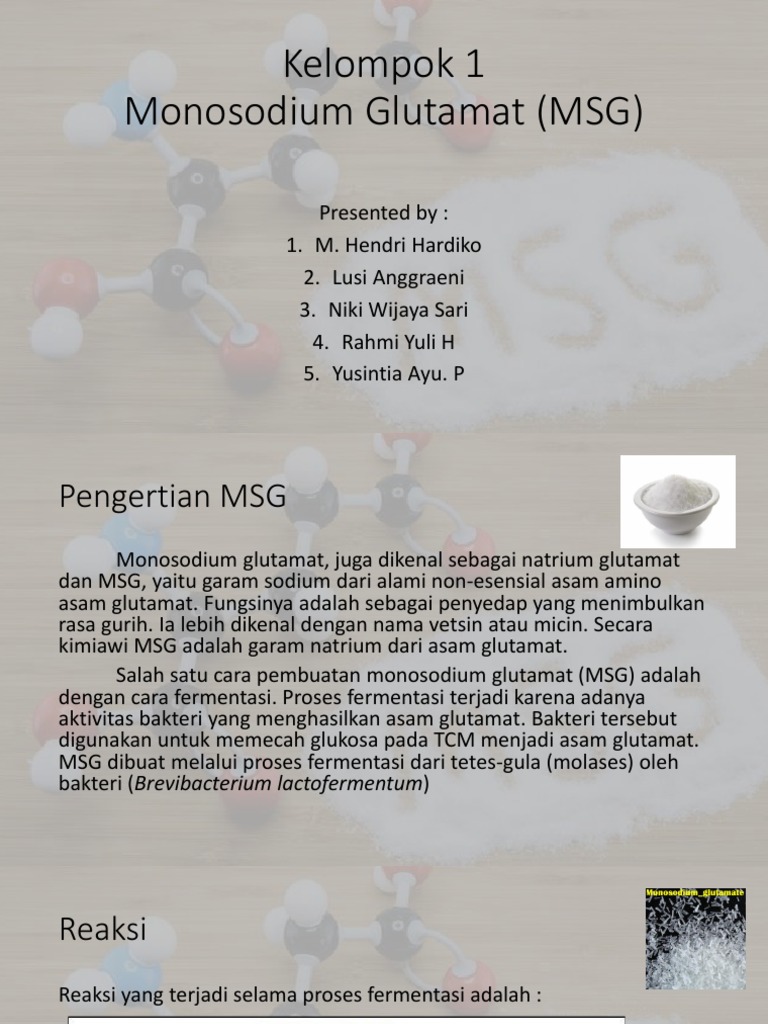 Proses Produksi MSG: Fermentasi dan Kristalisasi | PDF