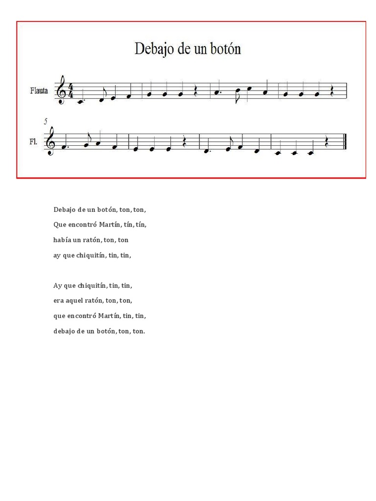 Debajo de Un Botón Con Notas de Corrección | Canciones | Ritmo